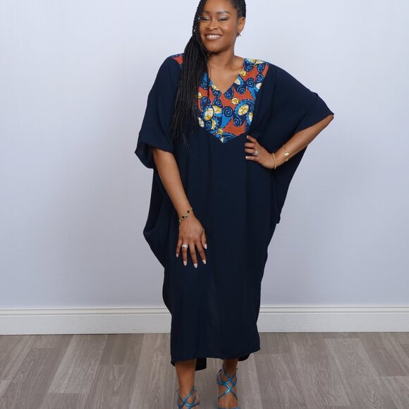 Dresses | African Print Maxi Dress With Pockets Rhinestones Bubu Boubou ...